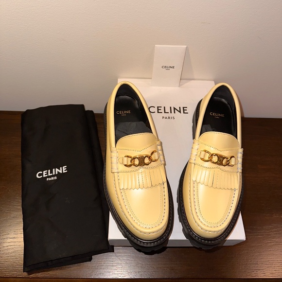 Celine | Shoes | Celine Margaret Loafer With Triomphe Chain In Polished ...